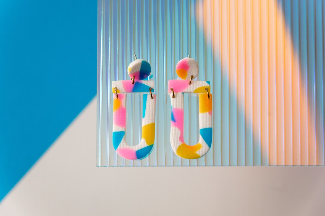 Riso Inspired Cmyk Textured Handmade Polymer Clay Earrings. - Etsy