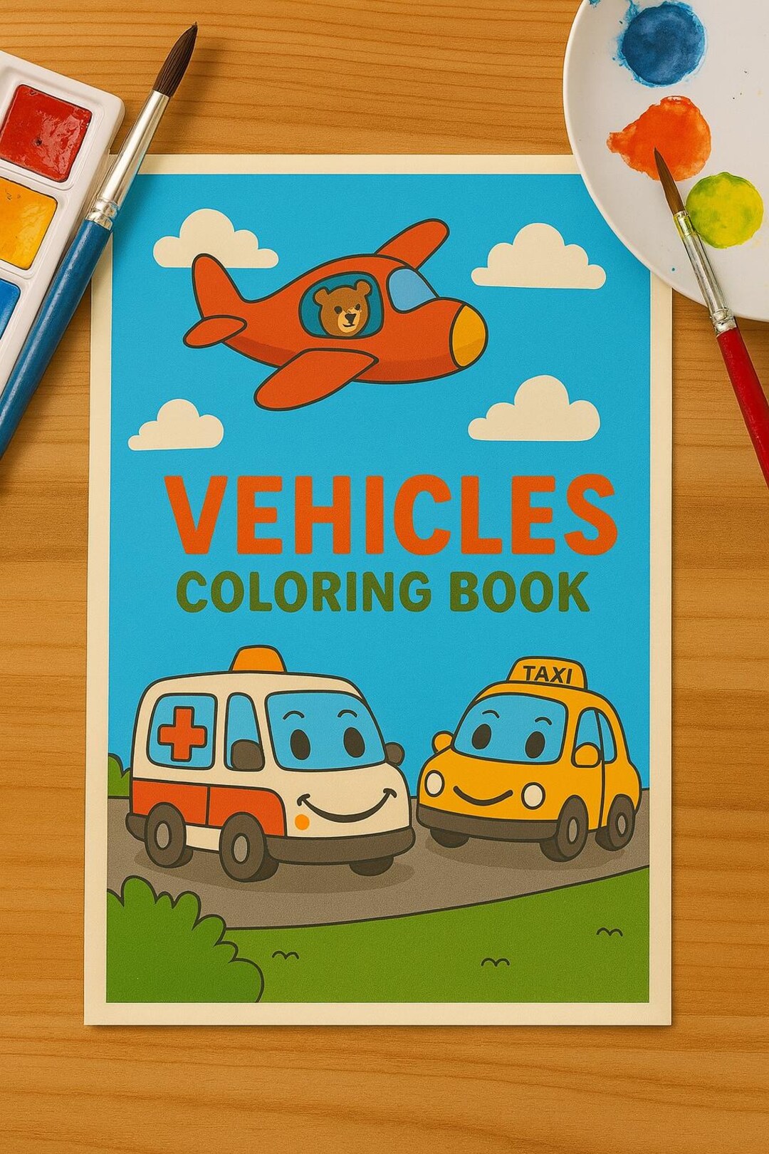 Vehicles Coloring Book for Kids: Fun Transportation A4 (PDF Download ...