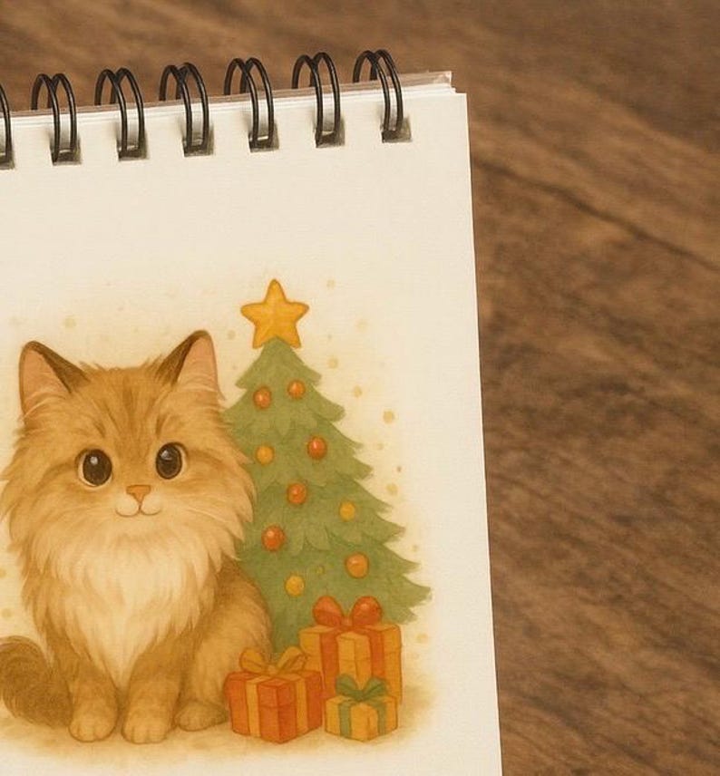 Cute Cat Calendar 2026 – Printable Desk Calendar PDF, Chibi Cat Art ...