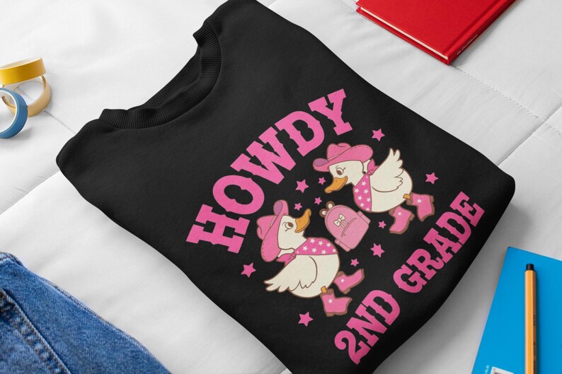 Howdy 2nd Grade PNG Digital Download Cute Cowboy Duck Back to School ...