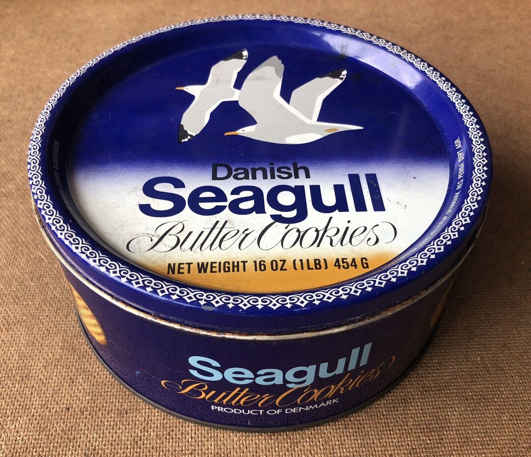 Vintage Seagull Danish Butter Cookie Tin Round Beach House Decor ...