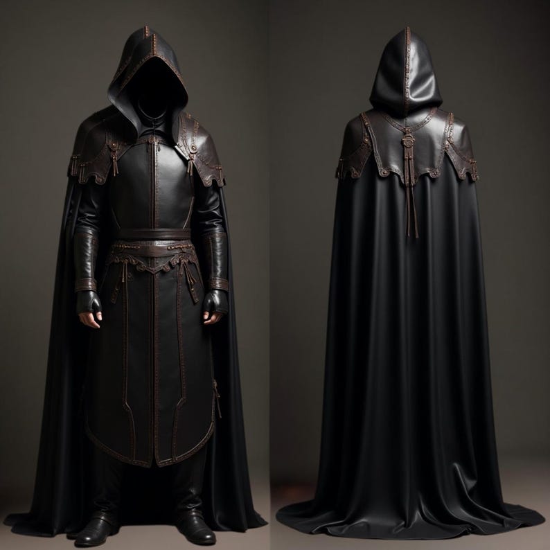 Medieval Assassin Leather Hooded Cloak - Perfect for Gothic Cosplay ...