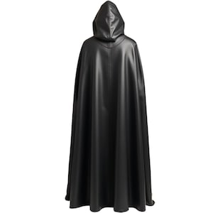 Men's Full-length Black Leather Cloak With Hood - Handcrafted Gothic ...