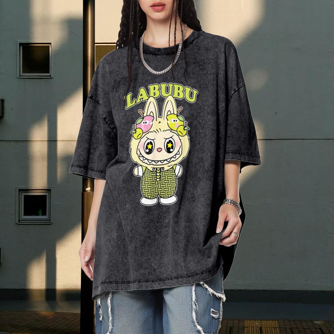 Yellow Lemon Labubu Tee,cute Labubu Character T-shirt,soft Cartoon ...