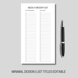 Weekly Grocery List Template Digital Download | PDF Printable and ...