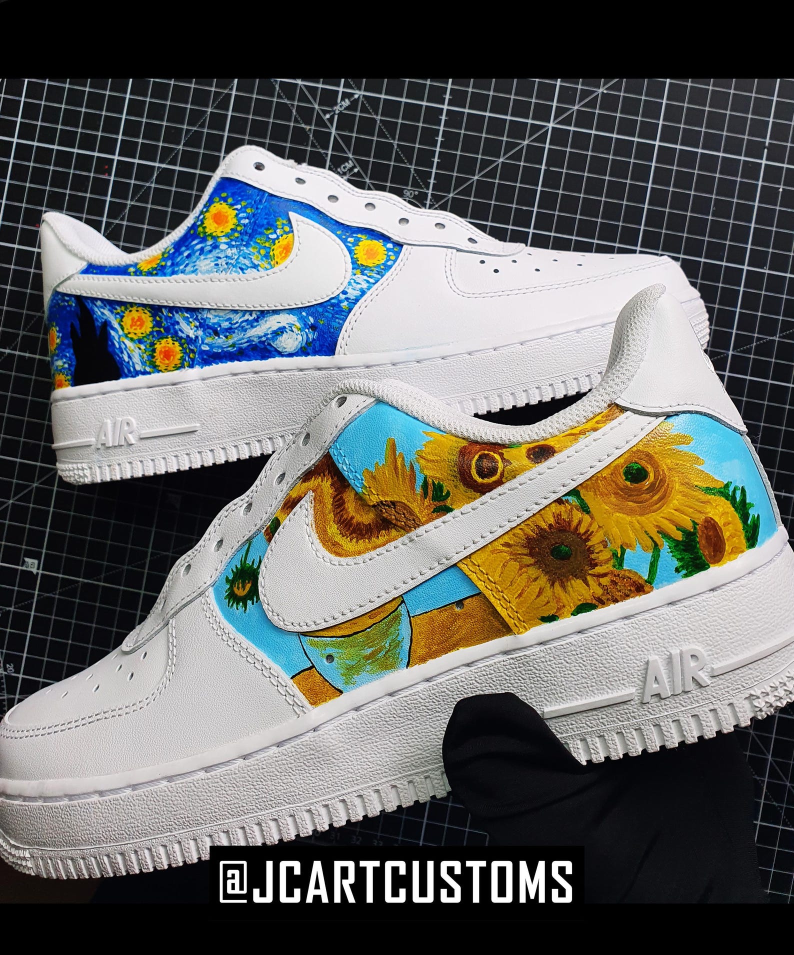 Custom Painted Van Gogh Starry Night Sunflowers Nike Air Force 1 ...