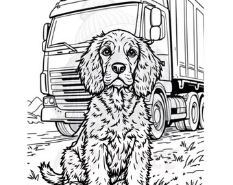 Working Cocker Spaniel Dog Colouring Page - Etsy