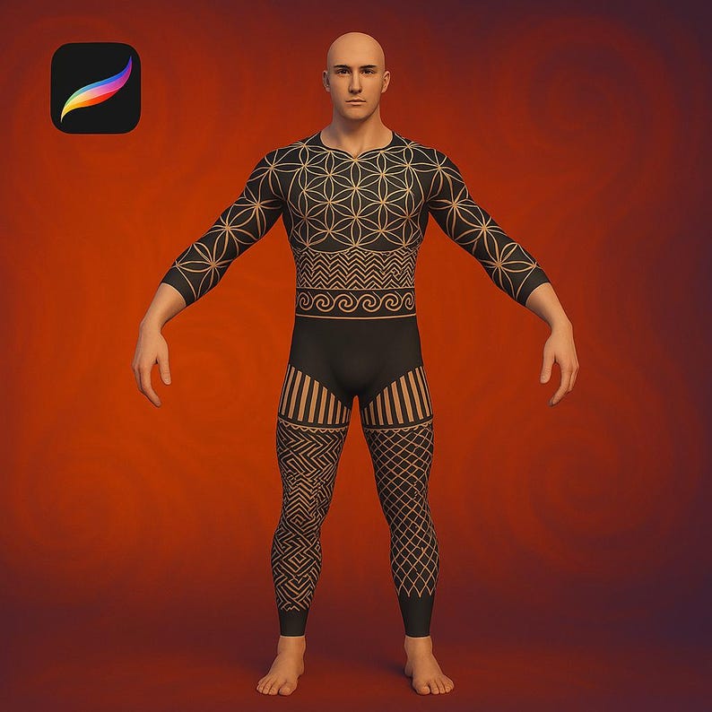 Procreate - 3D Male Models - Anatomy 3D Bundle - Male Tattoo Body Parts ...