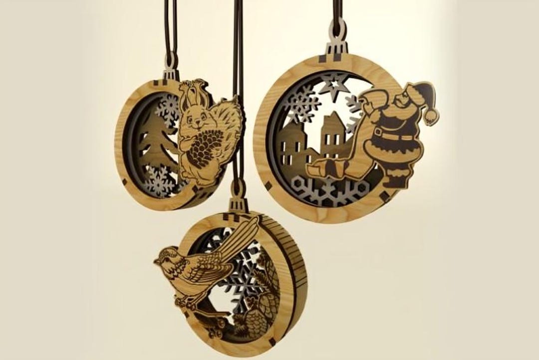 Bundle of 3D Christmas Ornaments, Tree Decorations Craft Set, Hanging ...