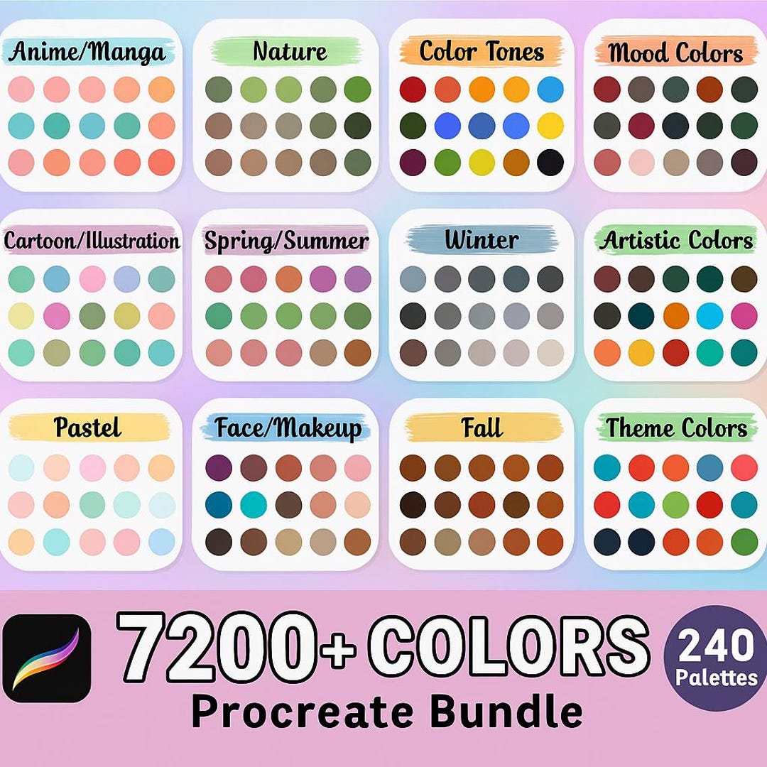 Mega Procreate Color Palette Swatches, 7200 Procreate Swatches ...