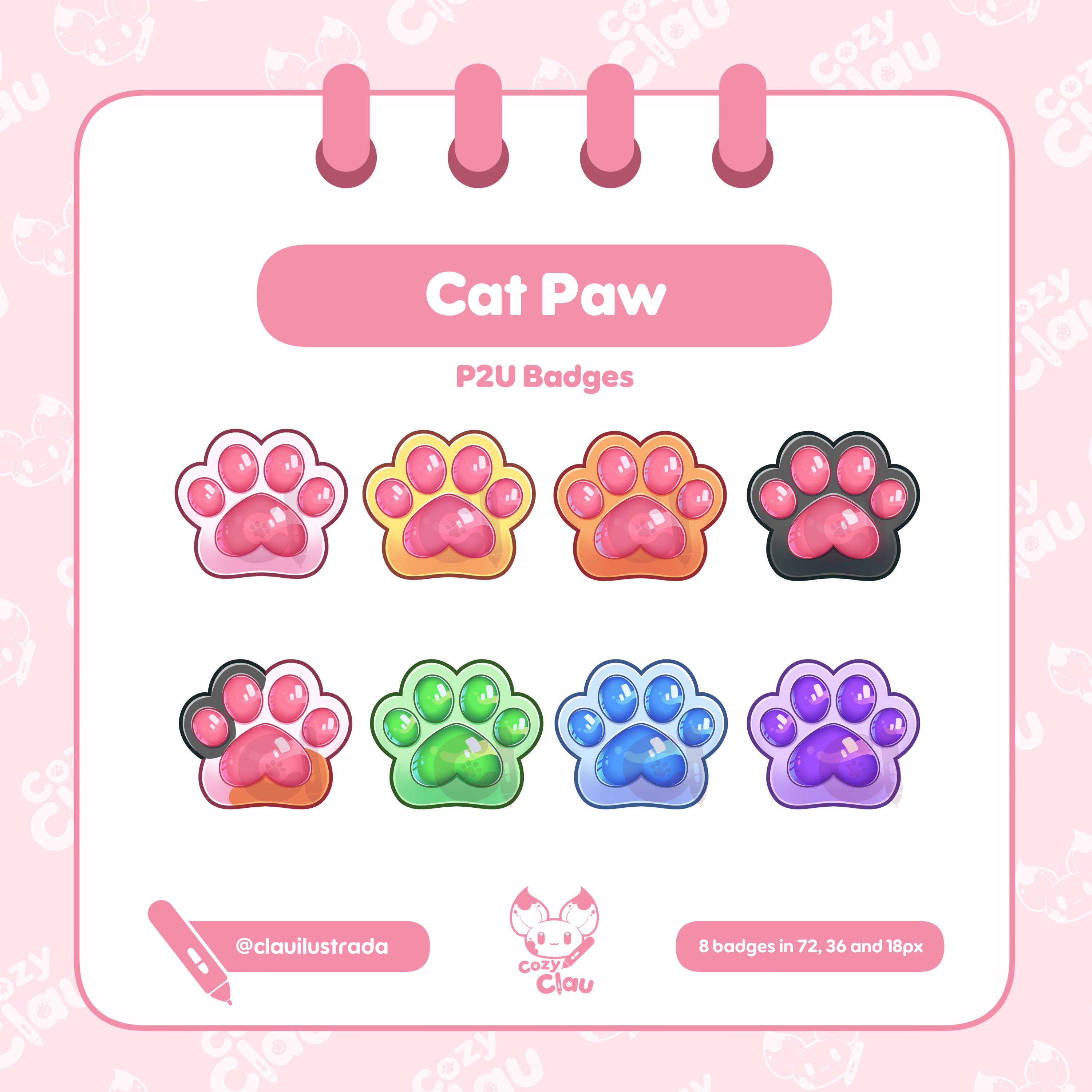 8 Cat Paw Badges for Twitch | Cute Sub & Bit Badges | Vtuber and ...