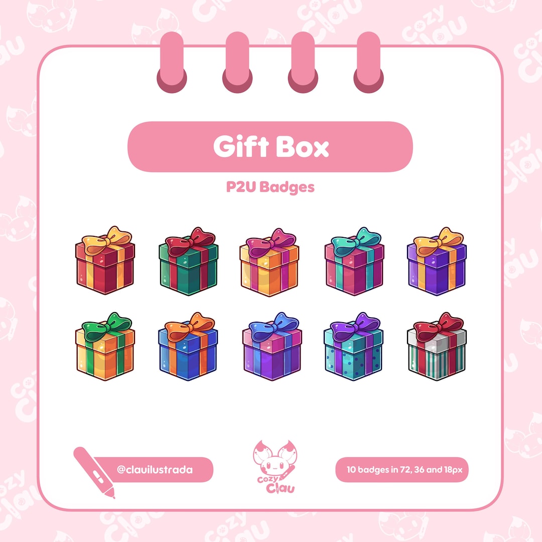 10 Gift Box Badges for Twitch | Cute Sub & Bit Badges | Vtuber and ...