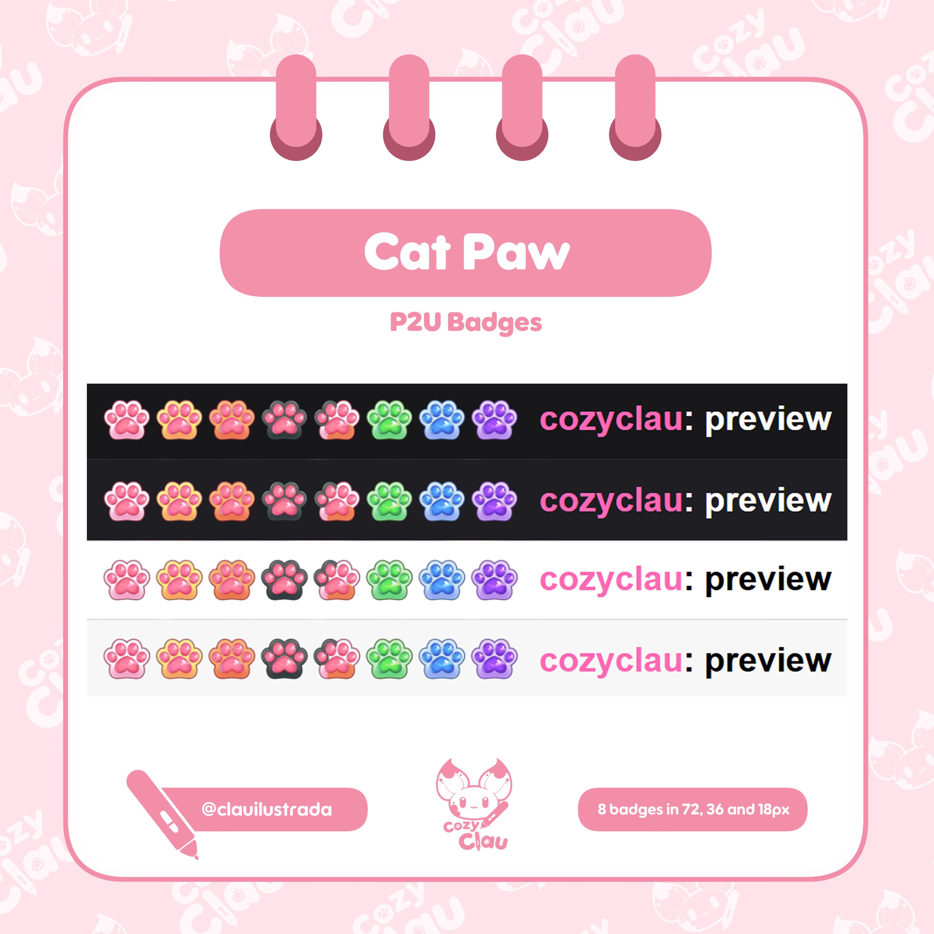 8 Cat Paw Badges for Twitch | Cute Sub & Bit Badges | Vtuber and ...