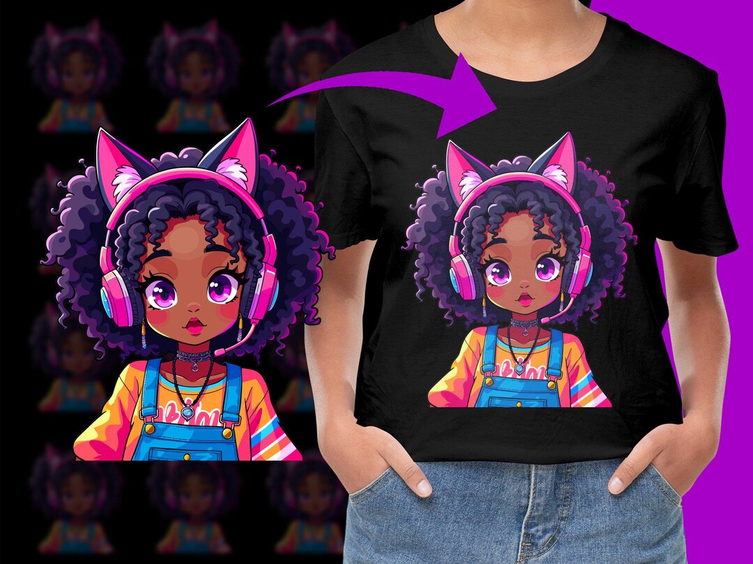 African Anime Girl Afro Melanin Anime Manga Kawaii PNG, Free Commercial ...