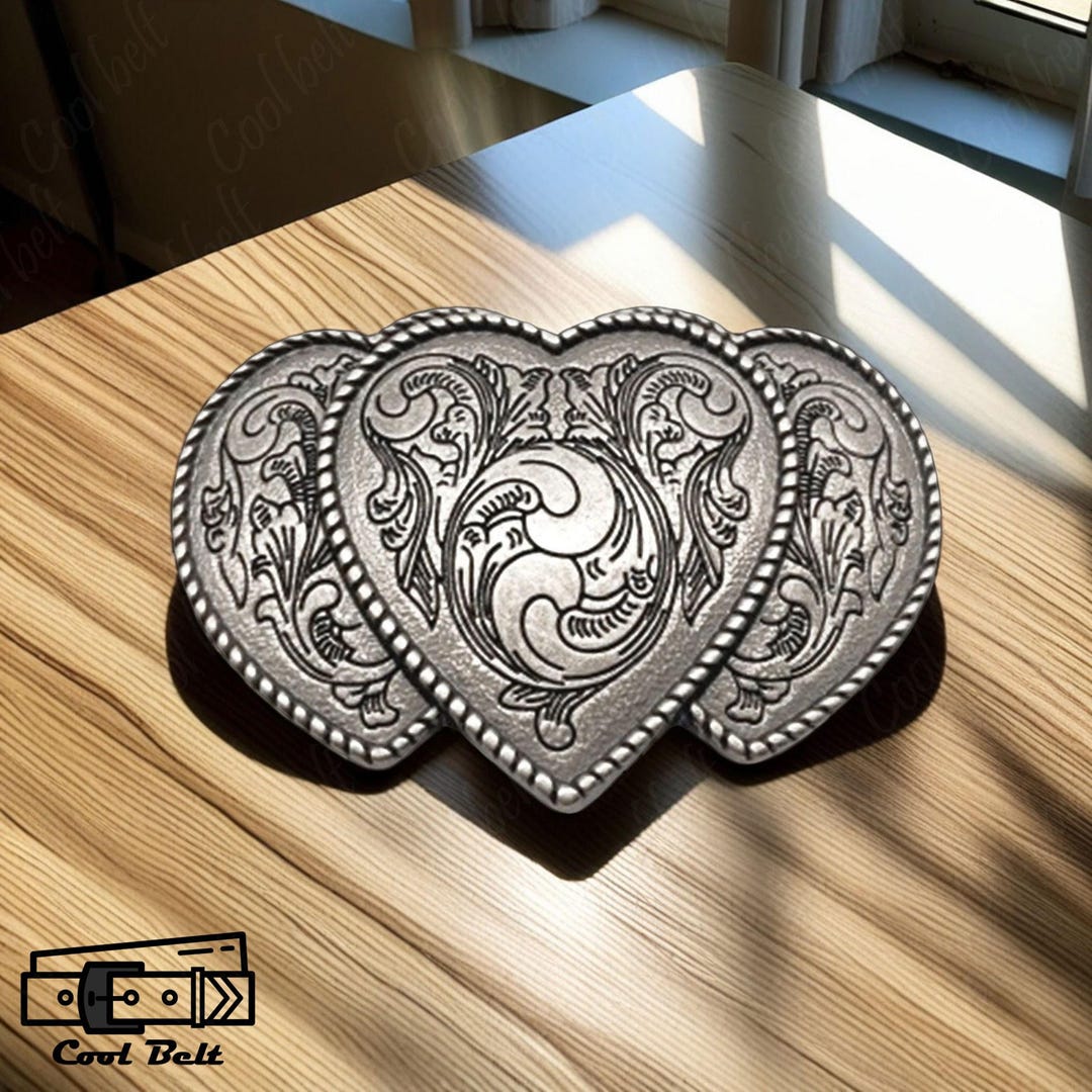 Retro Triple Hearts Belt Buckle, Women's Belt Buckle,western Cowboy ...