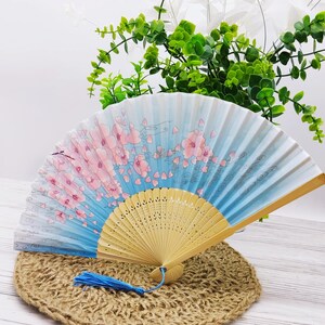 Japanese Floral Foldable Fan: Stylish Bamboo Hand Fan - Etsy