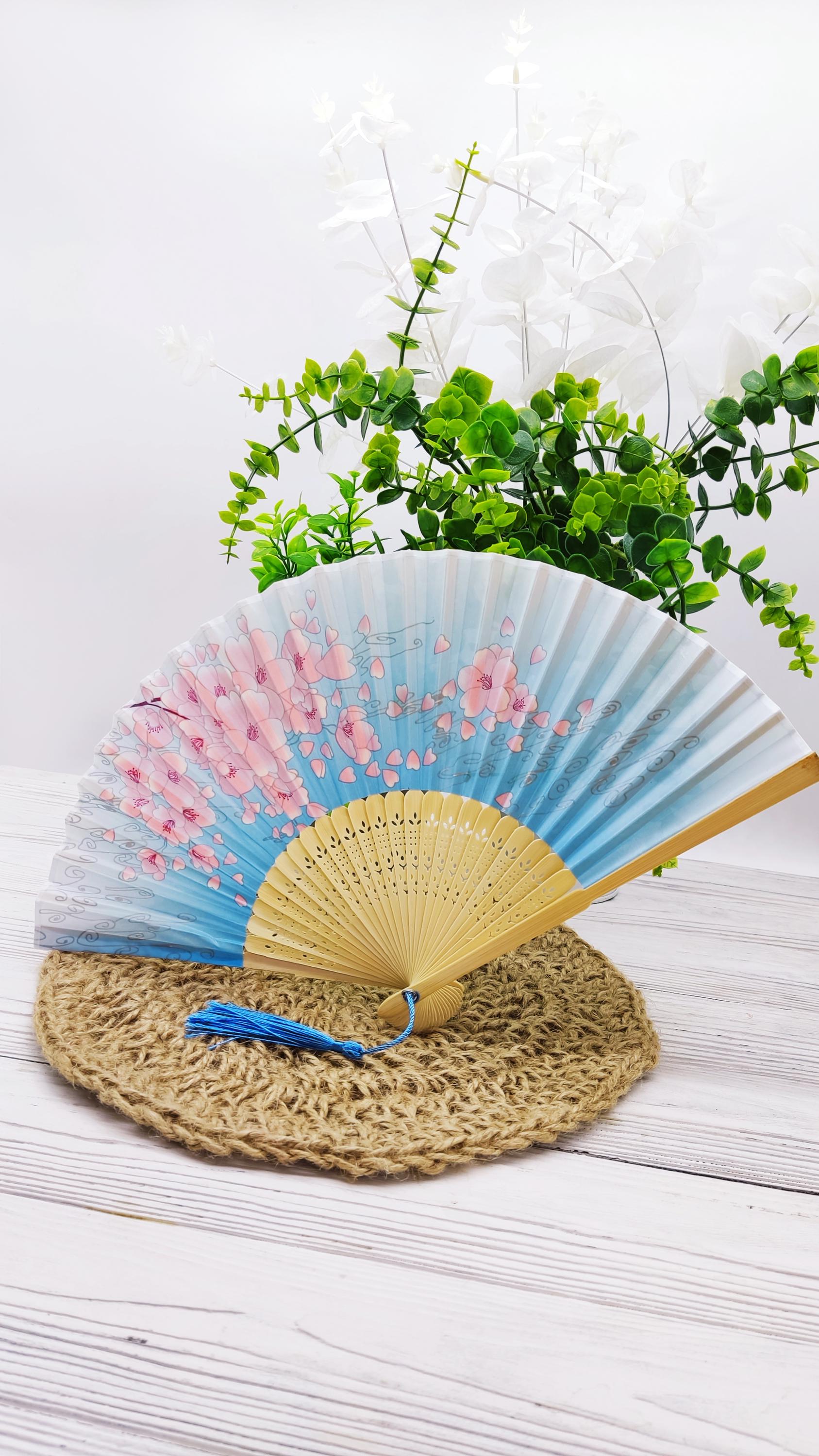Japanese Floral Foldable Fan: Stylish Bamboo Hand Fan - Etsy