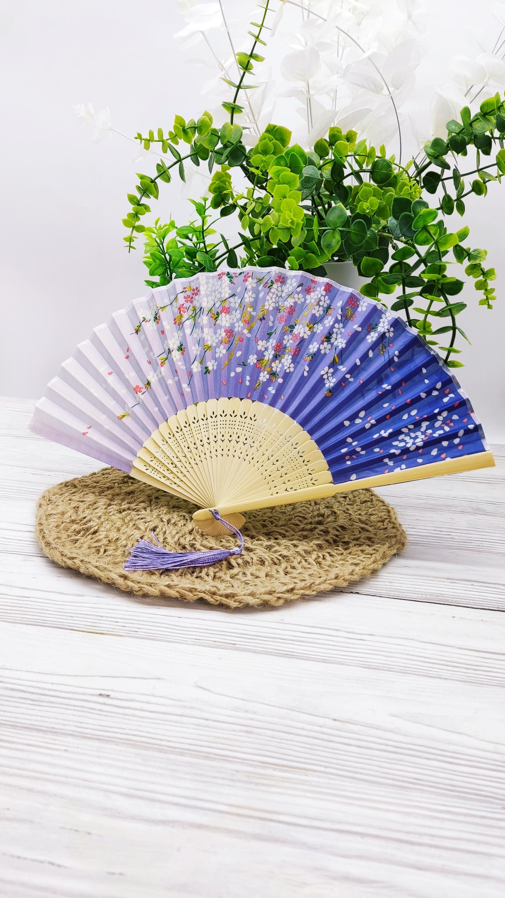 Japanese Floral Foldable Fan: Stylish Bamboo Hand Fan - Etsy