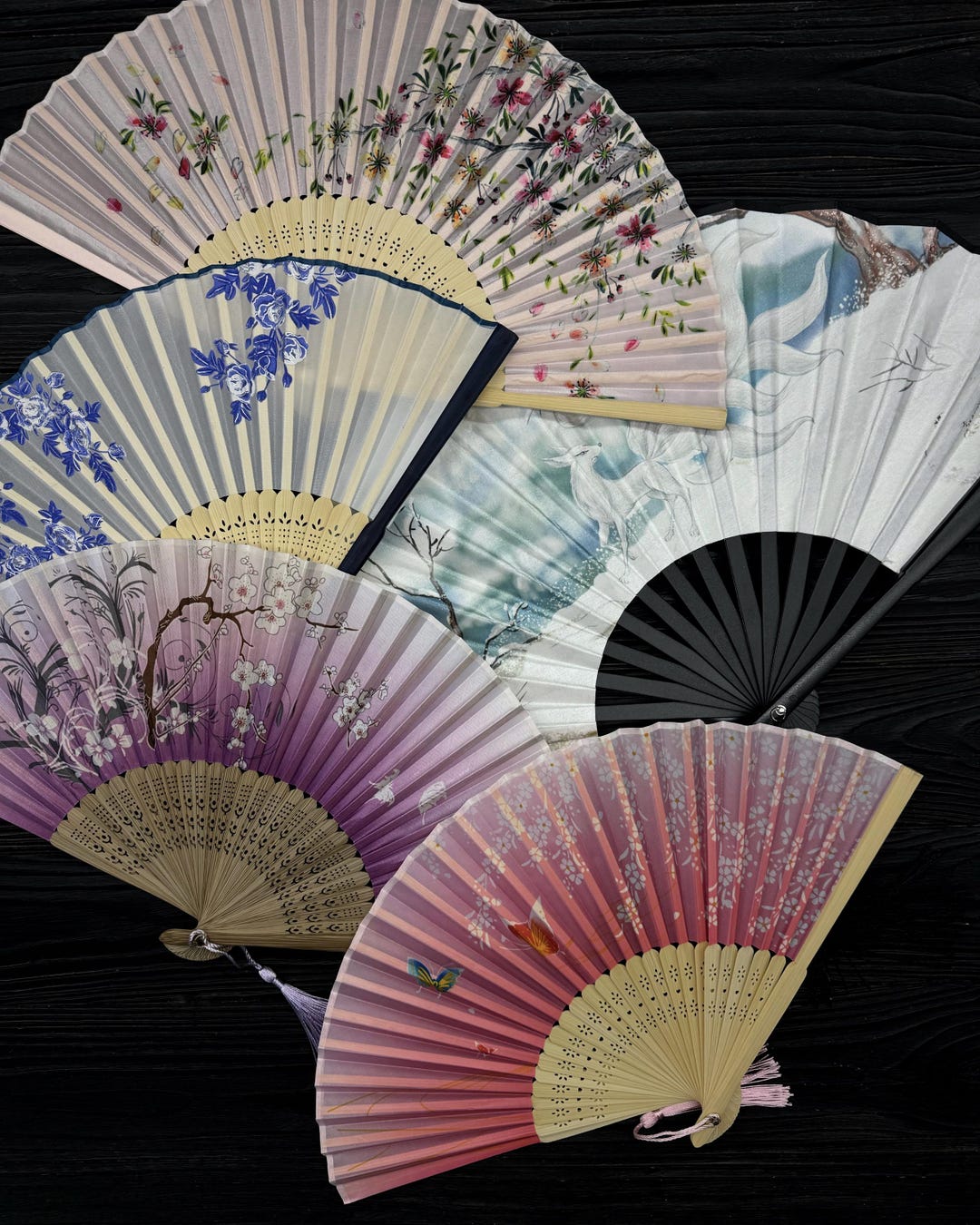 Japanese Floral Foldable Fan: Stylish Bamboo Hand Fan - Etsy