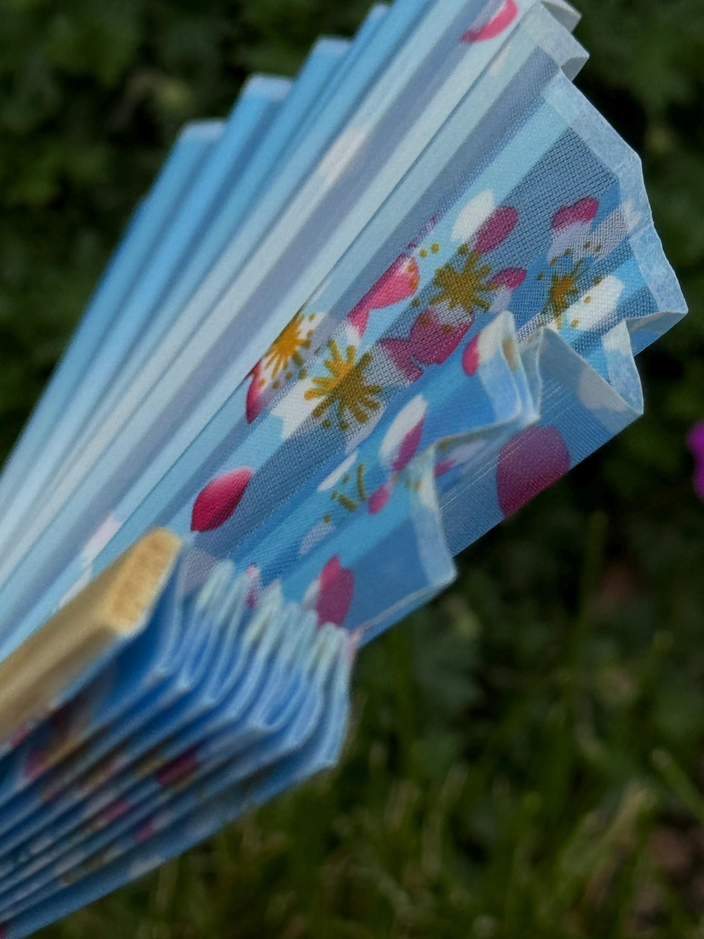 Blue Bamboo Japanese Hand Fan: Foldable Summer Wedding Accessory - Etsy
