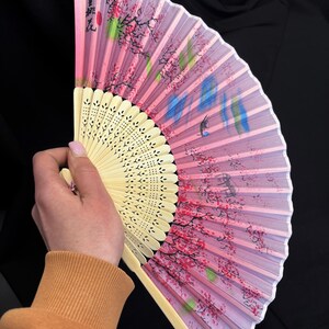 Japanese Floral Foldable Fan: Stylish Bamboo Hand Fan - Etsy