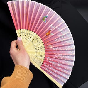 Japanese Floral Foldable Fan: Stylish Bamboo Hand Fan - Etsy