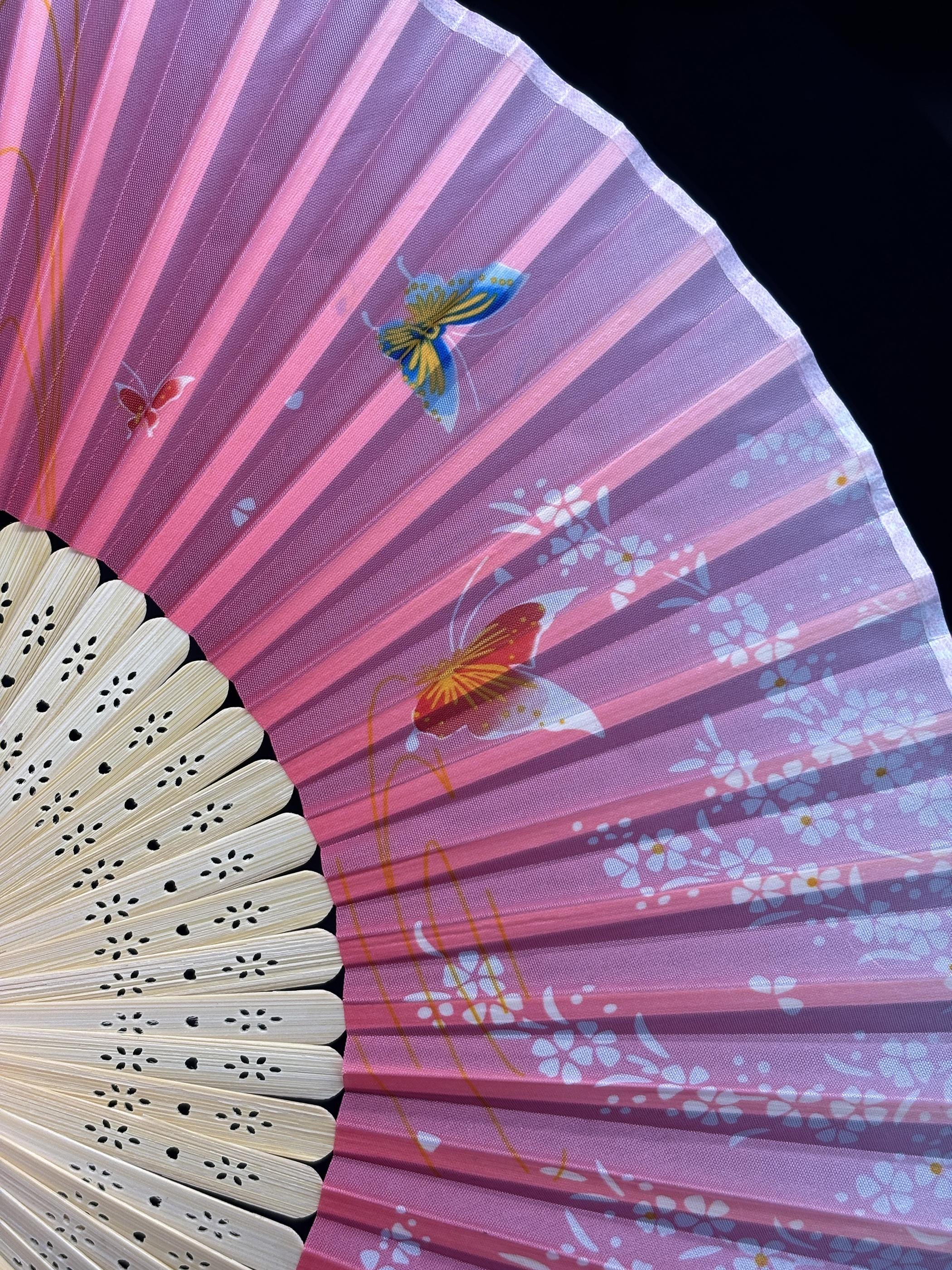 Japanese Floral Foldable Fan: Stylish Bamboo Hand Fan - Etsy