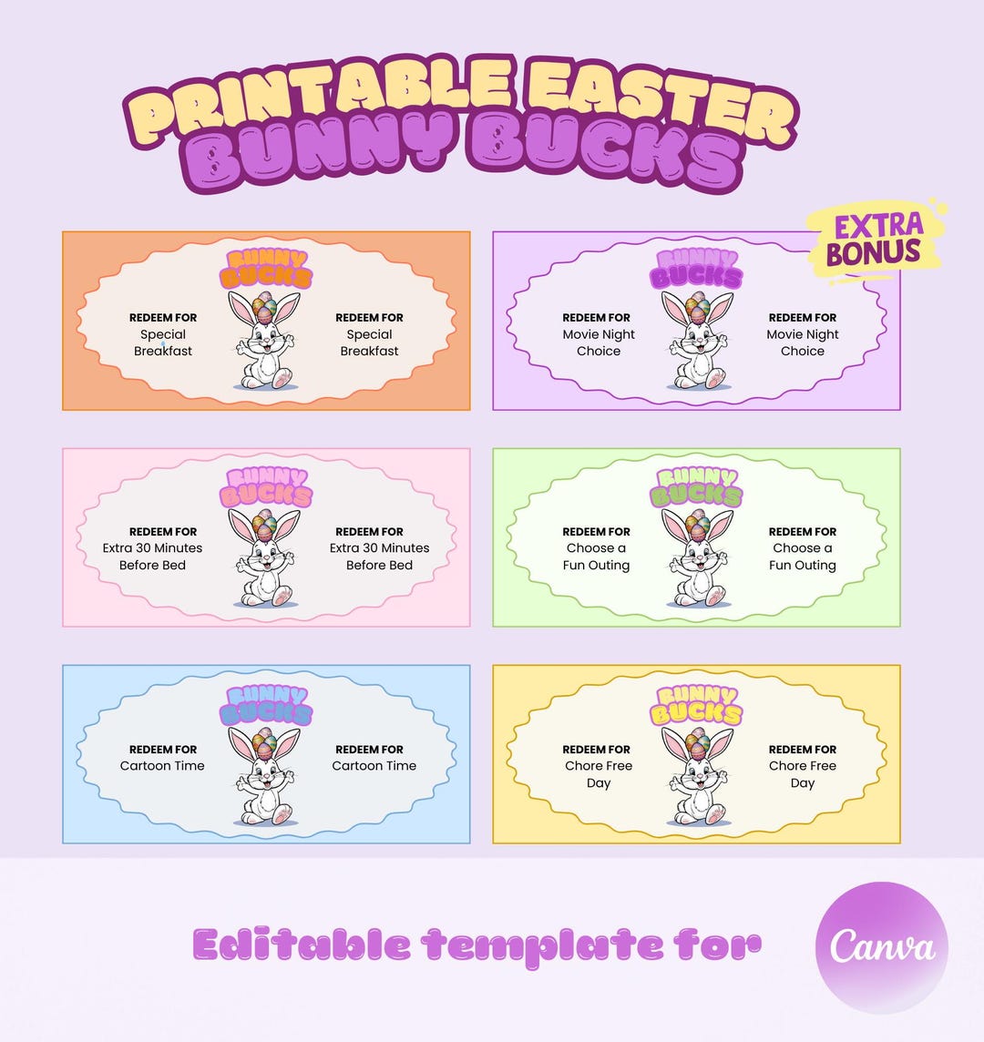 Easter Bunny Bucks Printables, Easter Play Money, Easter Egg Filler ...