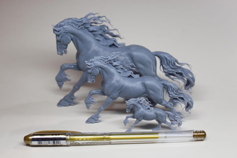 Galloping Friesian Stallion - Unpainted Resin Model Horse - Sculpted by ...