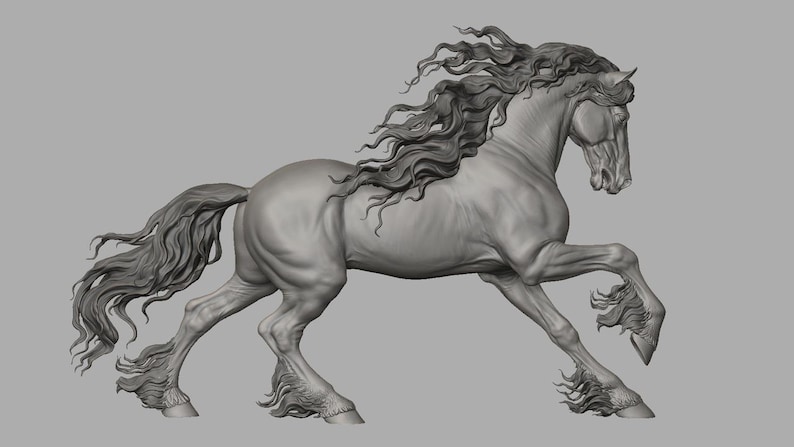 Galloping Friesian Stallion - Unpainted Resin Model Horse - Sculpted by ...