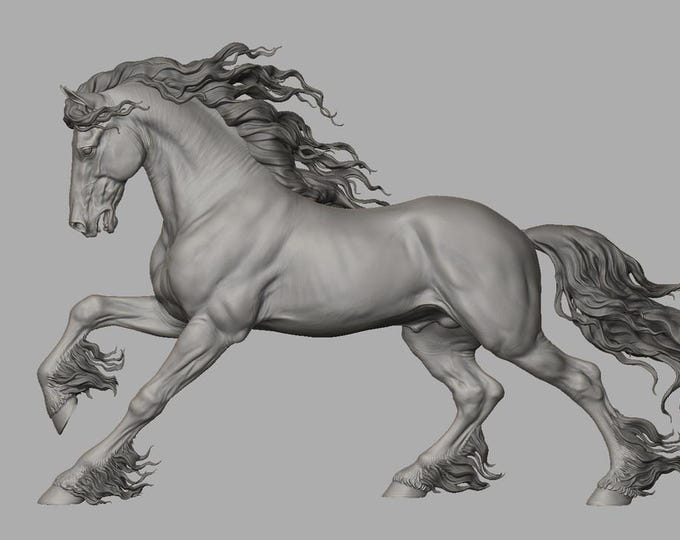 Rearing Arabian Stallion - Unpainted 3D Printed Resin Model Horse ...
