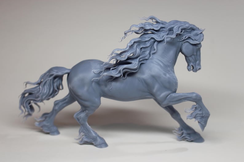 Galloping Friesian Stallion - Unpainted Resin Model Horse - Sculpted by ...