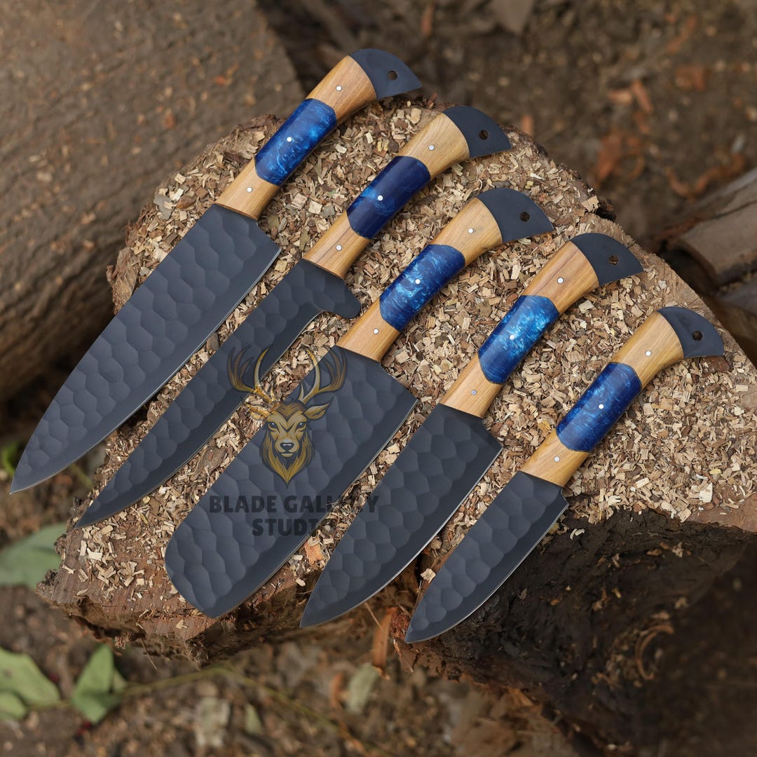 Hand Forged Steel Chef Set, Handmade Kitchen Knife, Carbon Chef Knife ...