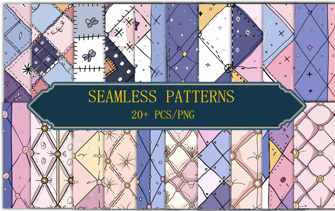 20+ Seamless Patchwork Quilt Patterns | Cute Hand-drawn Digital Paper ...