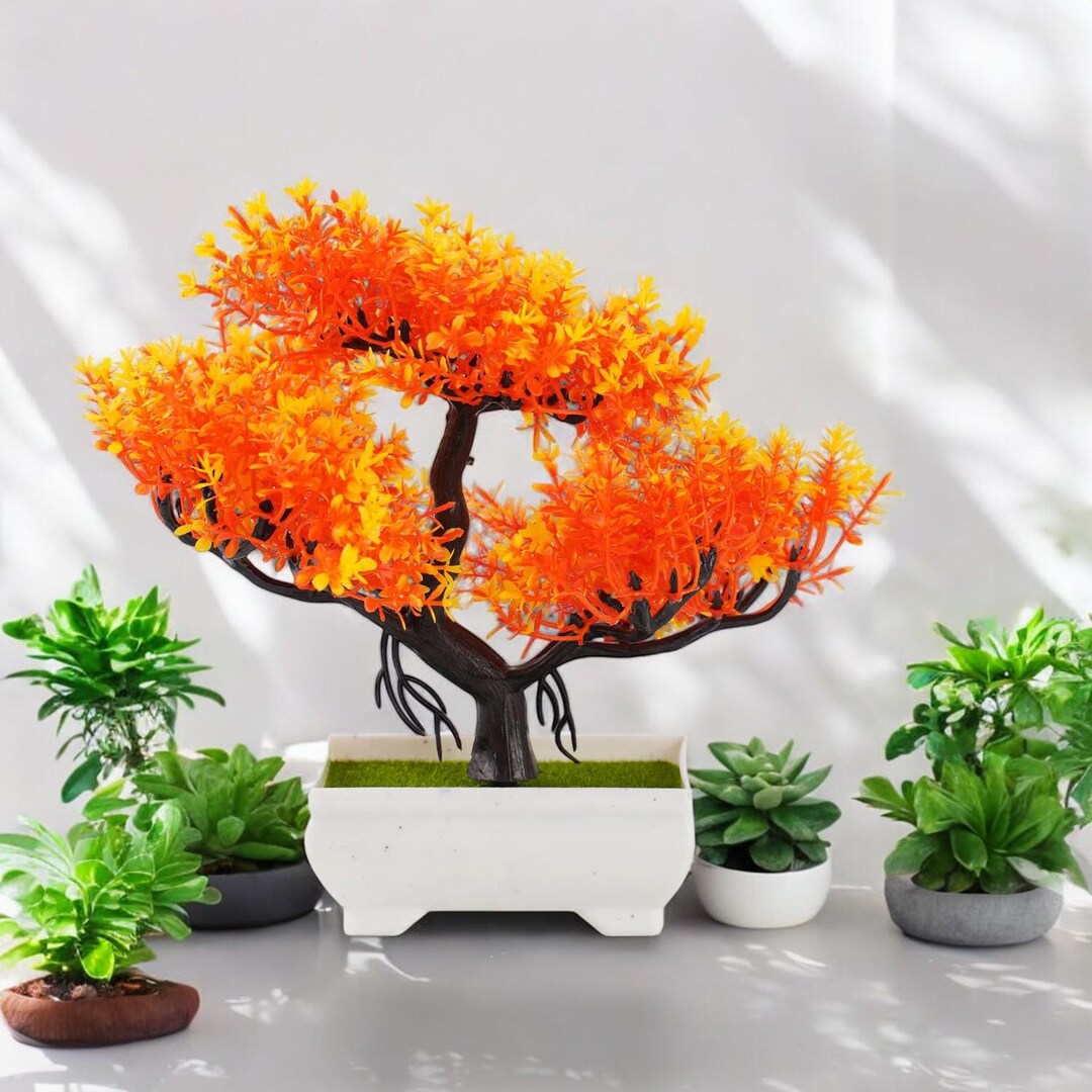 Artificial Bonsai Tree Potted Plant - Small Fake Tree in Pot, Perfect ...