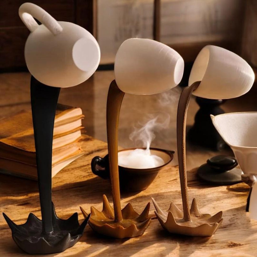 Floating Coffee Cup Sculpture – Unique Gravity-defying Decor | Creative ...