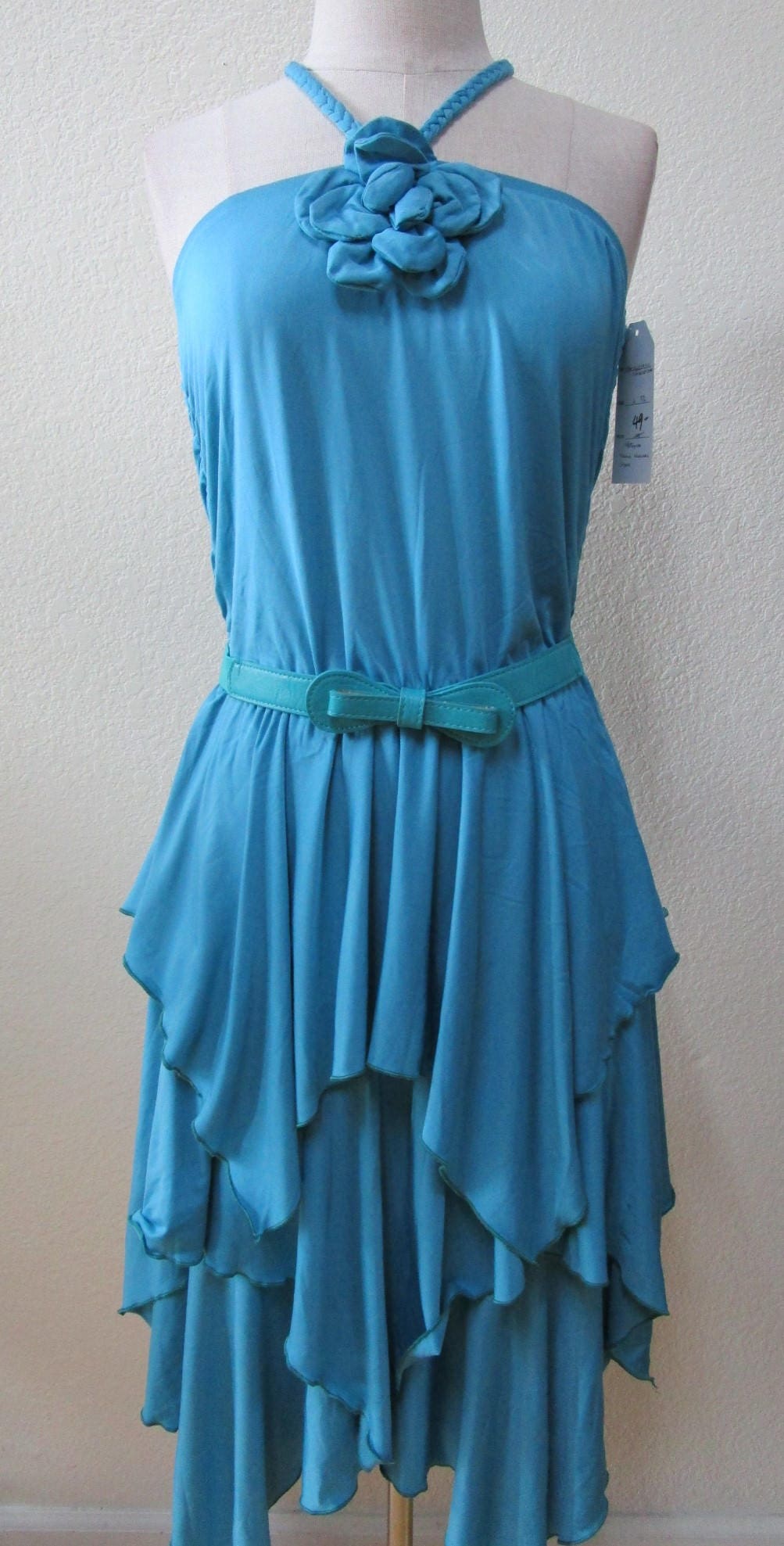 Turquoise Color With Three Layers Tube Dress Plus Made in USA v77 ...