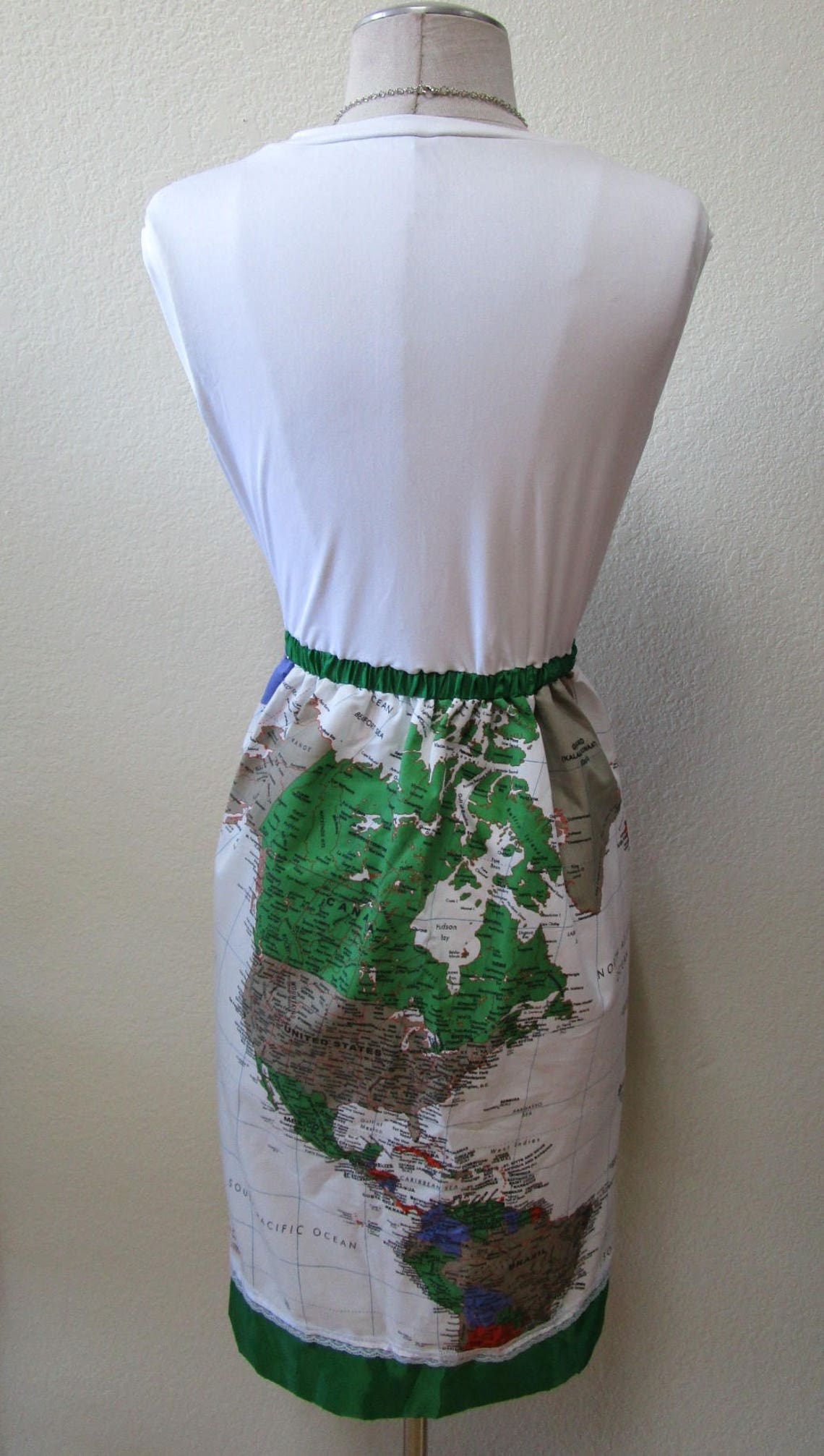World Map Design Dress With Rose Decoration Plus Made in USA Product ...