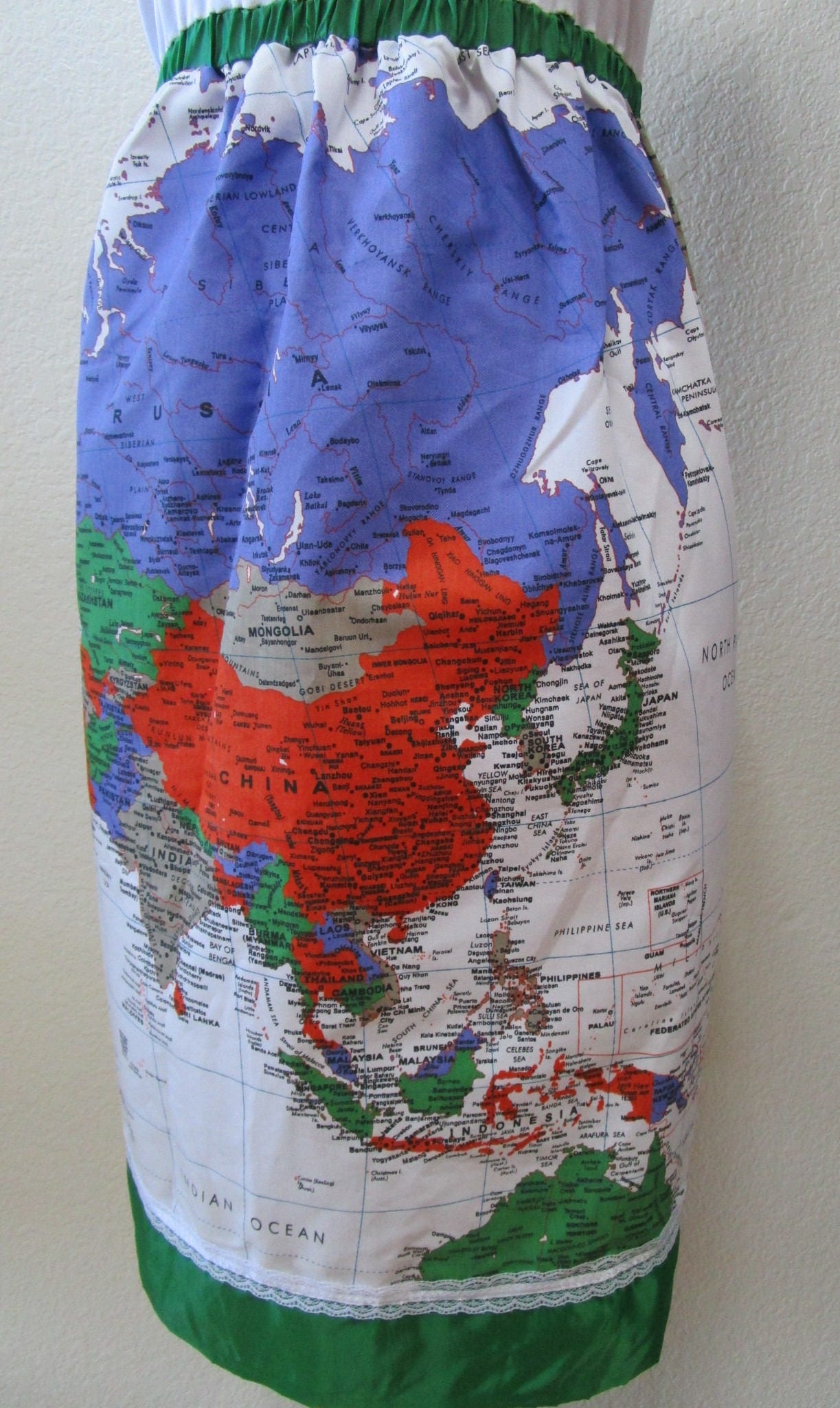 World Map Design Dress With Rose Decoration Plus Made in USA Product ...