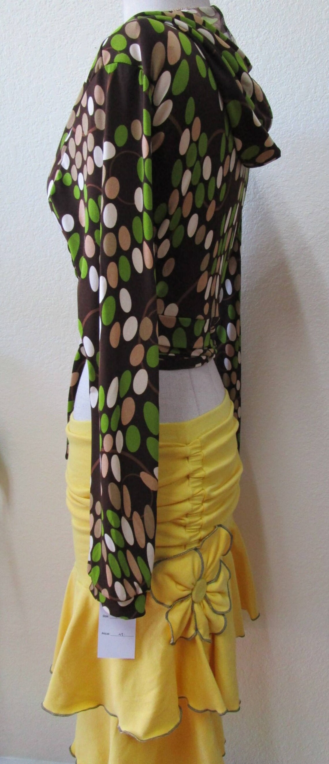 Maize Color With Elastic Gathering Design Knee Length Skirt With Two ...