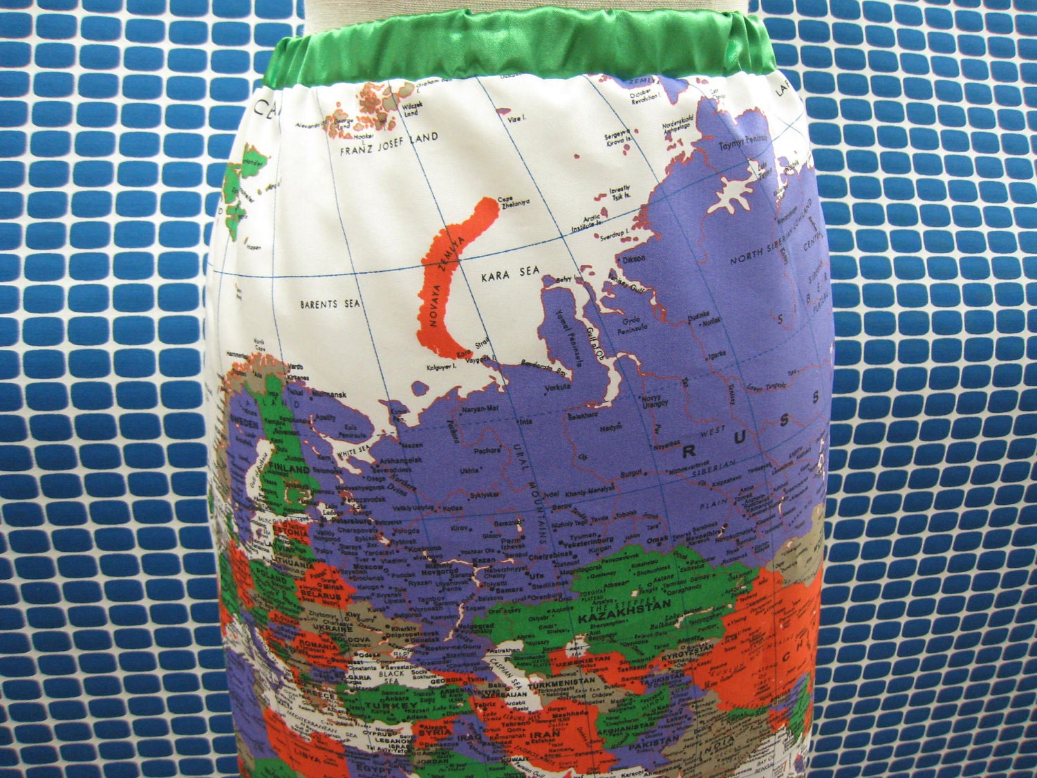 The World Map Design Skirt With Elastic Waistband Plus Made in USA - Etsy