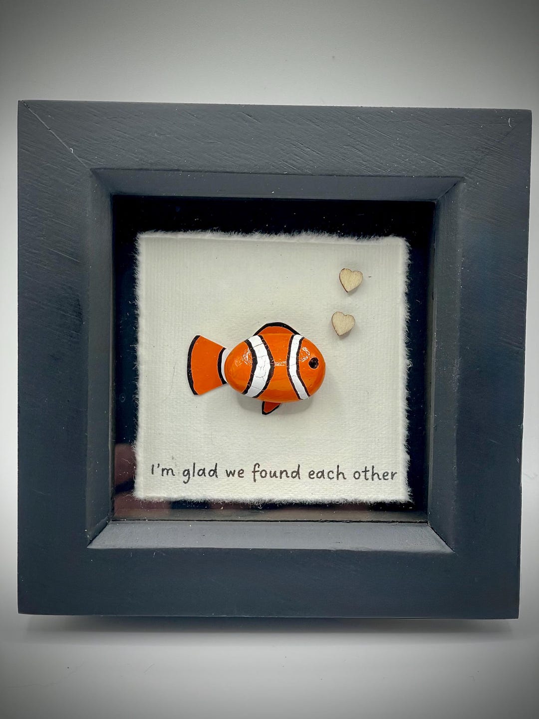 Clown Fish Pebble Art: Handmade Framed Picture, Sustainable Gift - Etsy