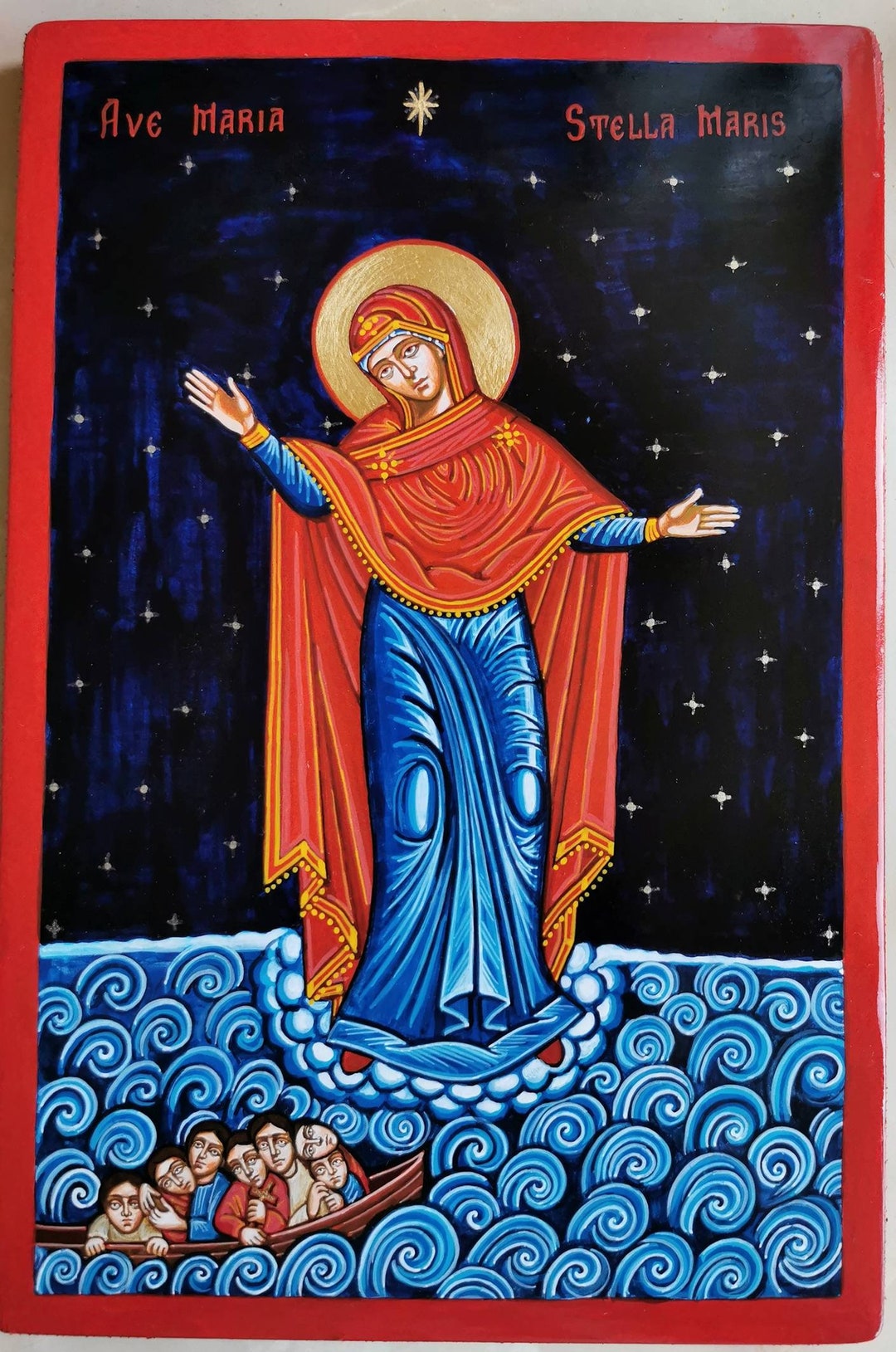 Our Lady Star of the Sea Icon Stella Maris Handpainted - Etsy