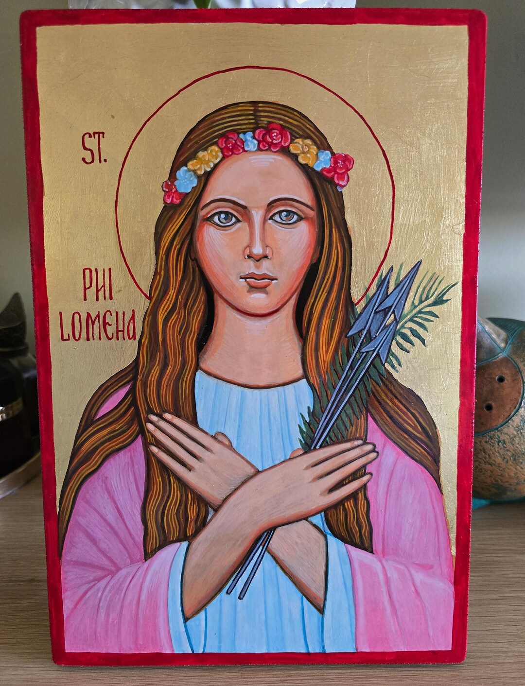 St Filomena/ St Philomena , Handpainted Icon Original 8 X12 Inches - Etsy