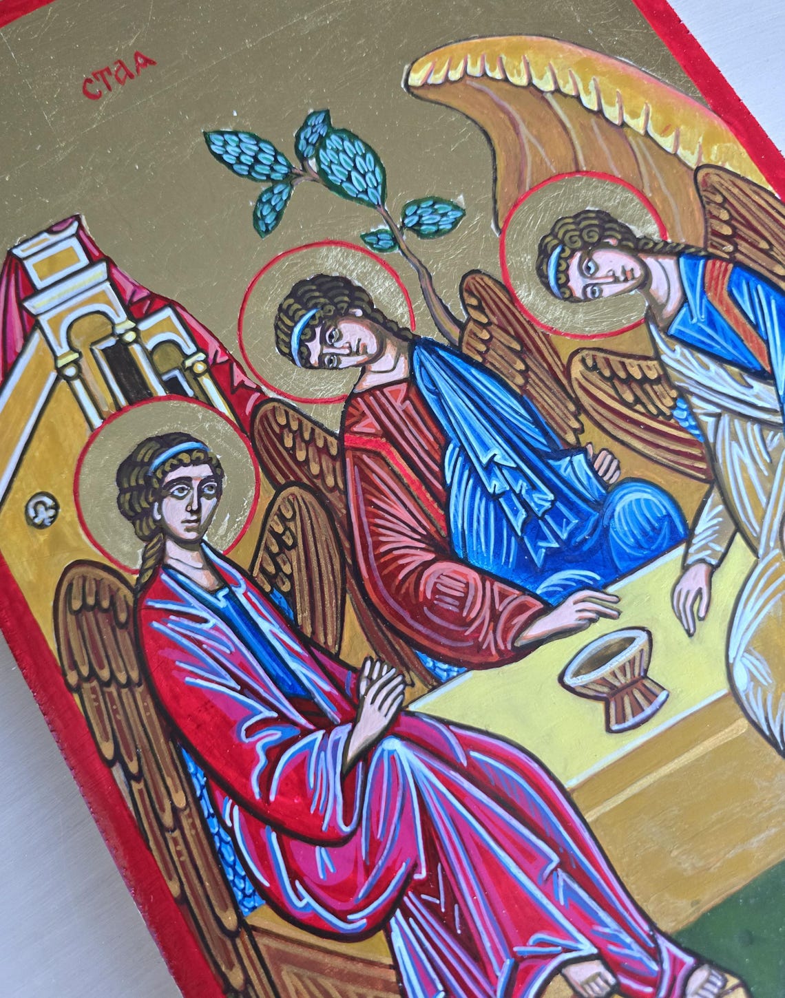 The Holy Trinity Icon, Three Angels Painting, Hospitality of Abraham ...