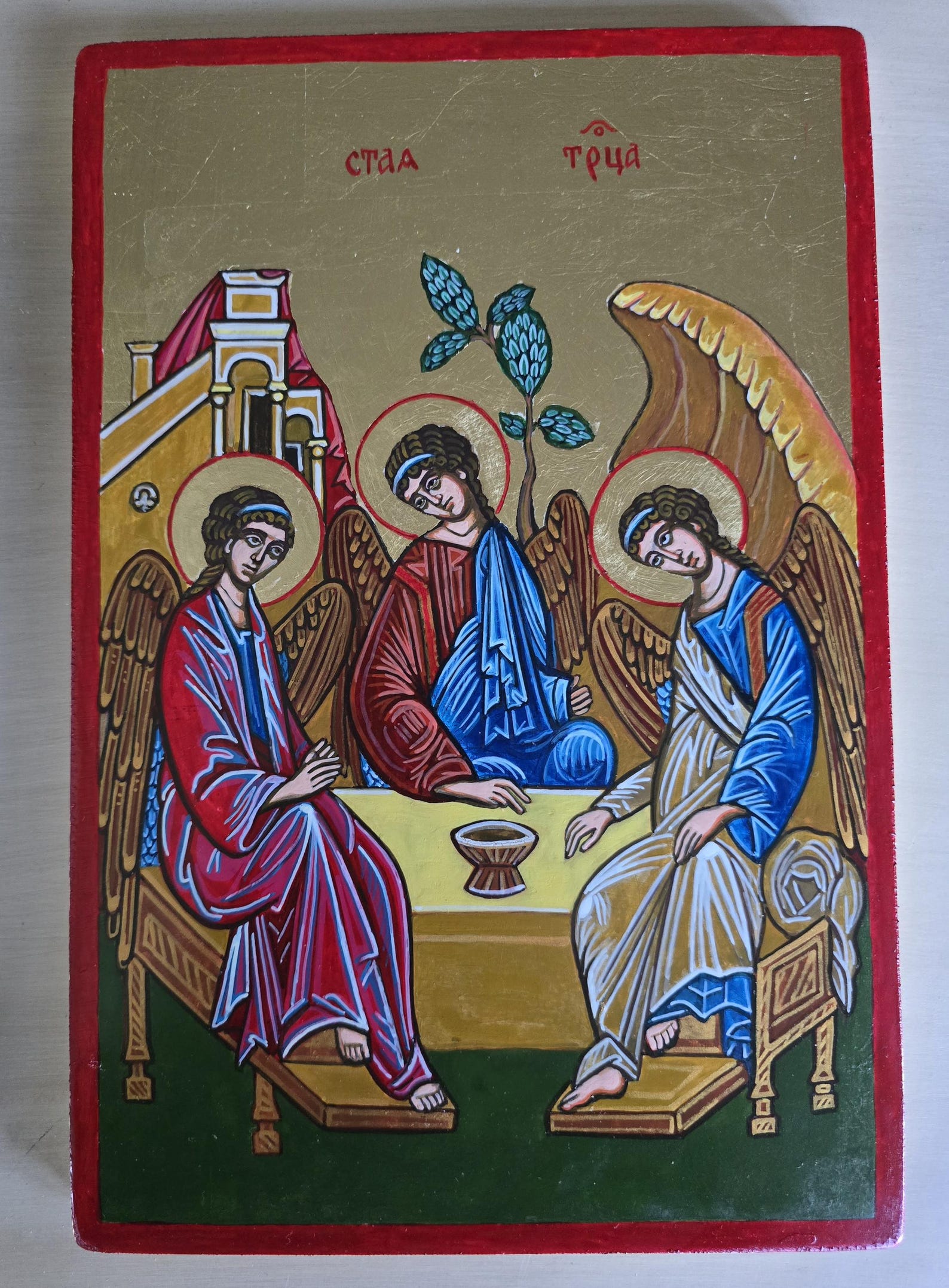 The Holy Trinity Icon, Three Angels Painting, Hospitality of Abraham ...