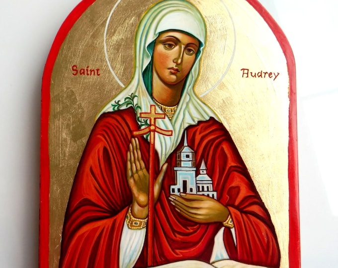 Saint Audrey, Handpainted Icon Original, 8x6 Inches, 8x10 Inches - Etsy