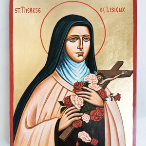 St. Therese of Roses, St Therese of Lisieux Icon, Custom Handpainted ...