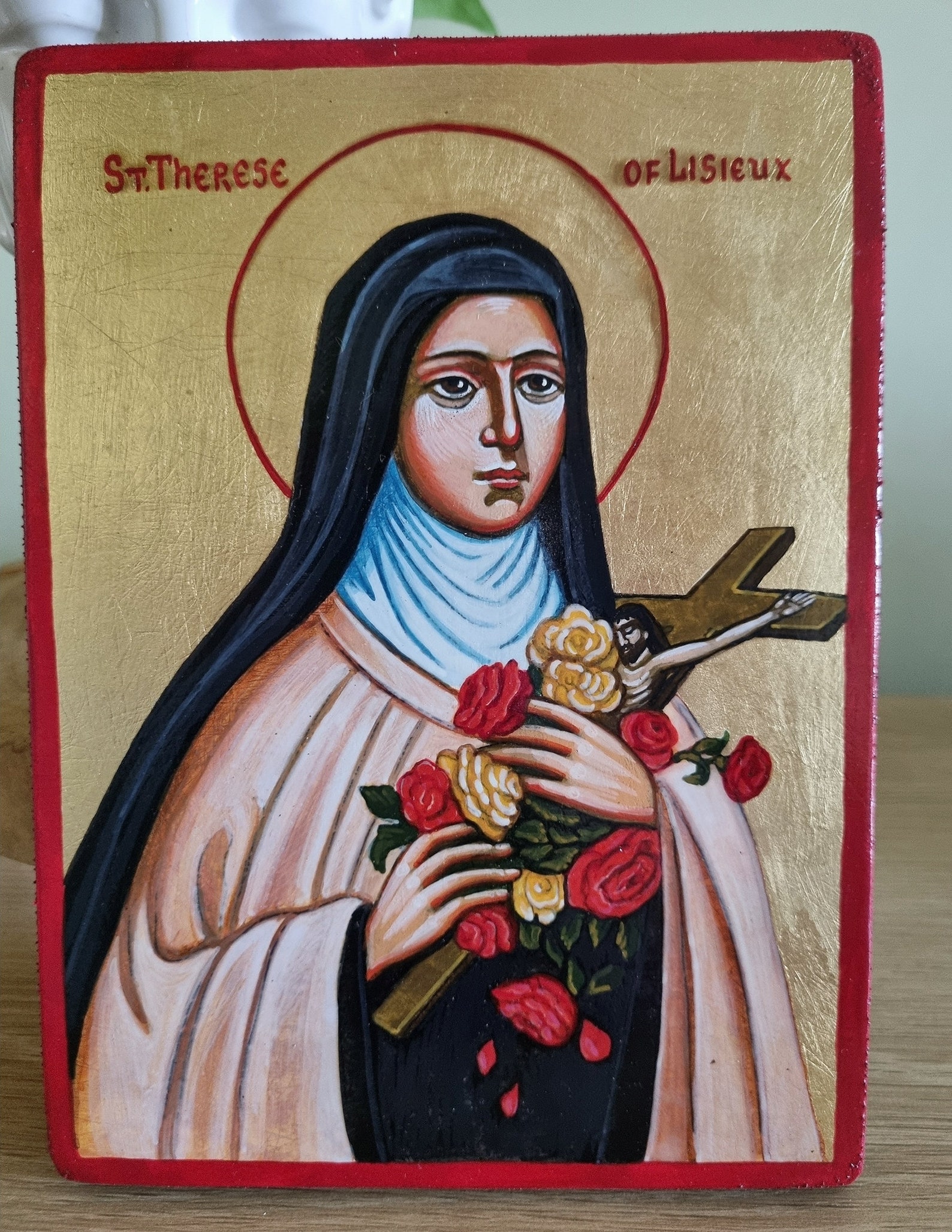 St. Therese of Roses, St Therese of Lisieux Icon, Custom Handpainted ...