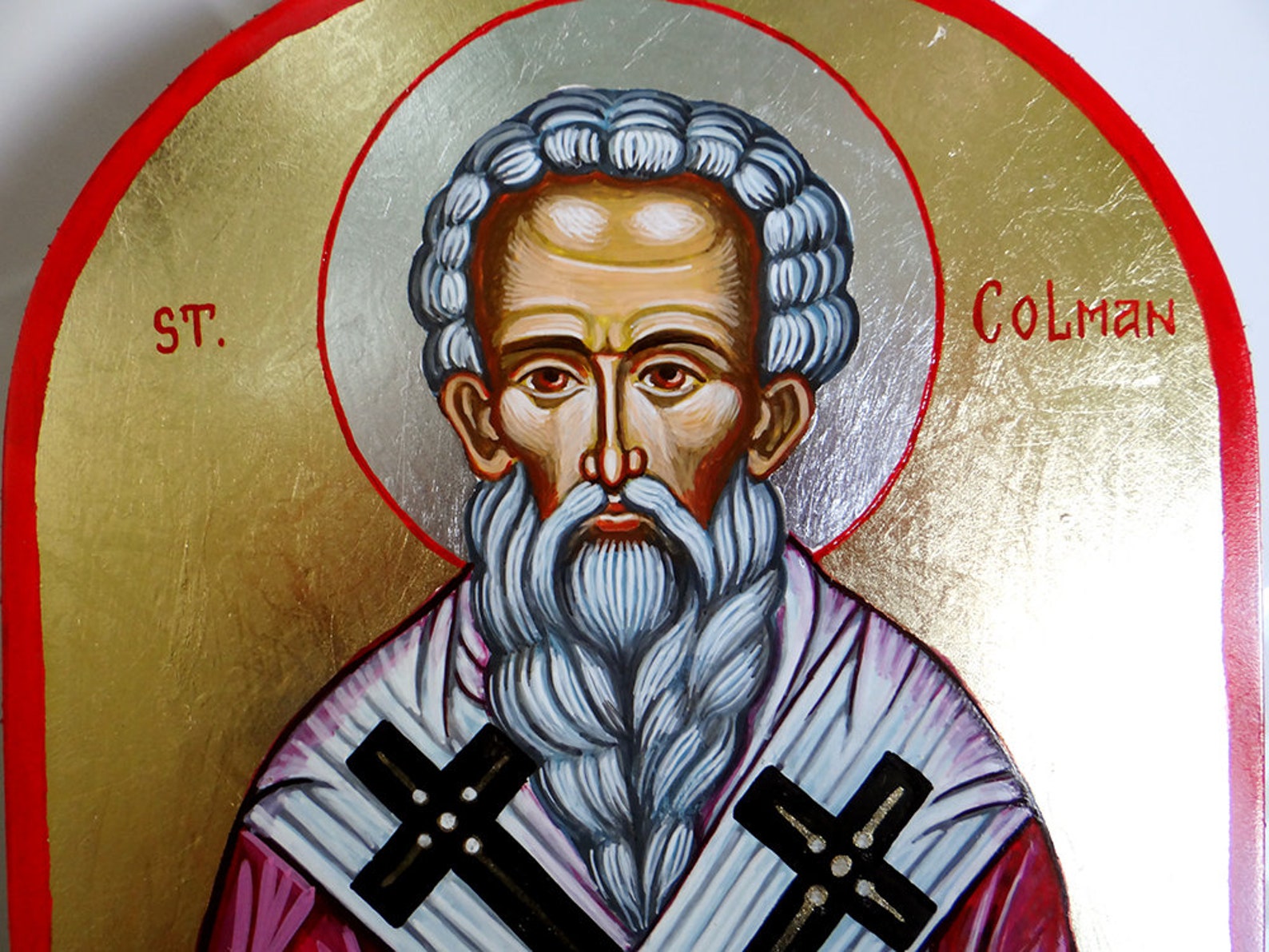 Saint Colman Handpainted Icon Original on Wood 6 X 8 Inches - Etsy